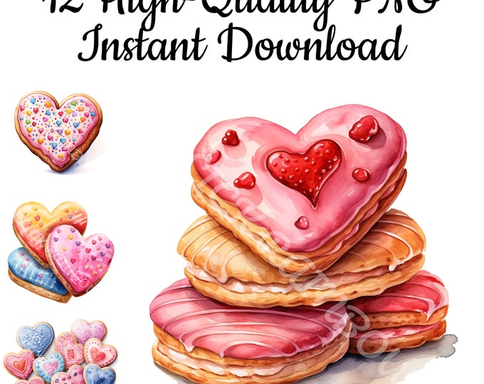 20 Heart Cookies Clipart Pack INSTANT DOWNLOAD 20 Heart-shaped Cookie ...