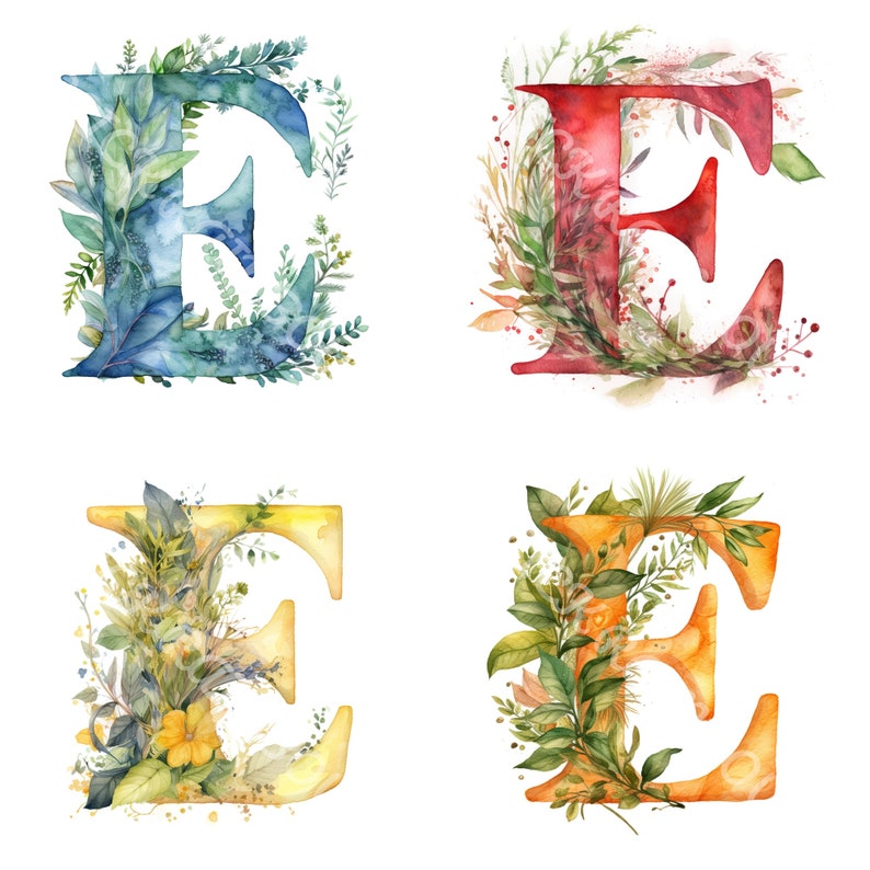 Letter E Clipart 12 High-quality PNG Art Bundle for Paper - Etsy