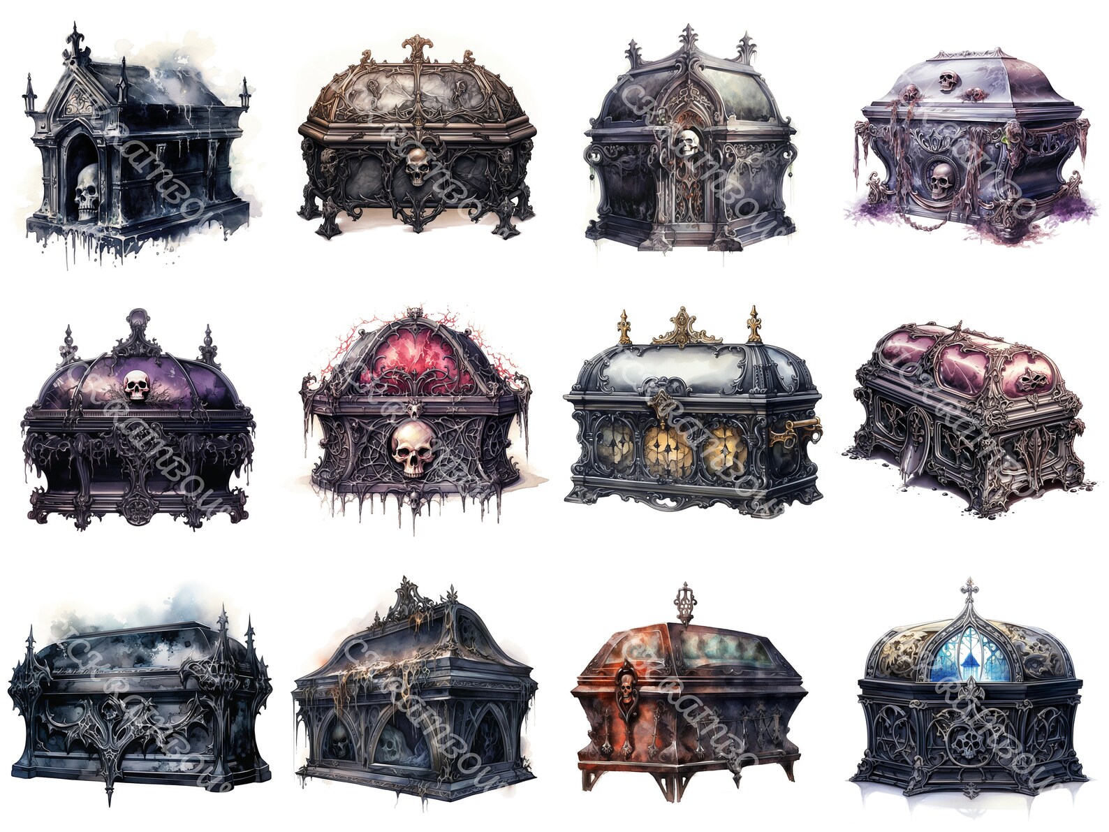Halloween Casket Clipart, 12 Casket PNG, Casket Painting, Casket ...