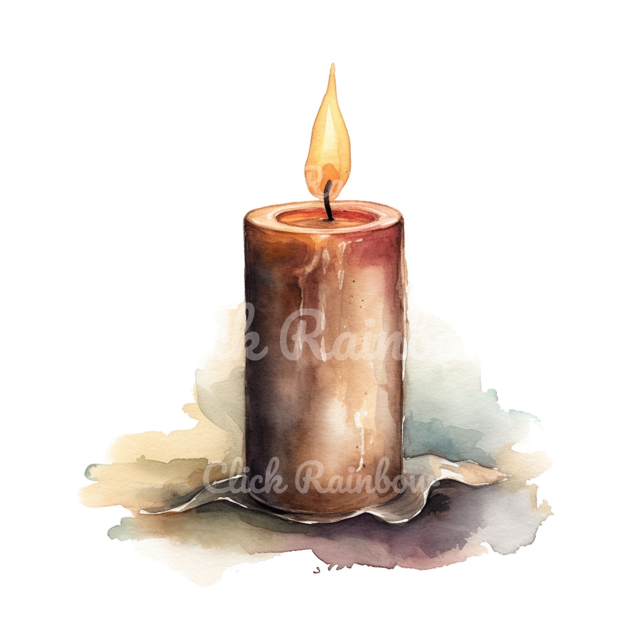 Candle Clipart, 12 Candle PNG, Candle Watercolor, Digital Candle ...