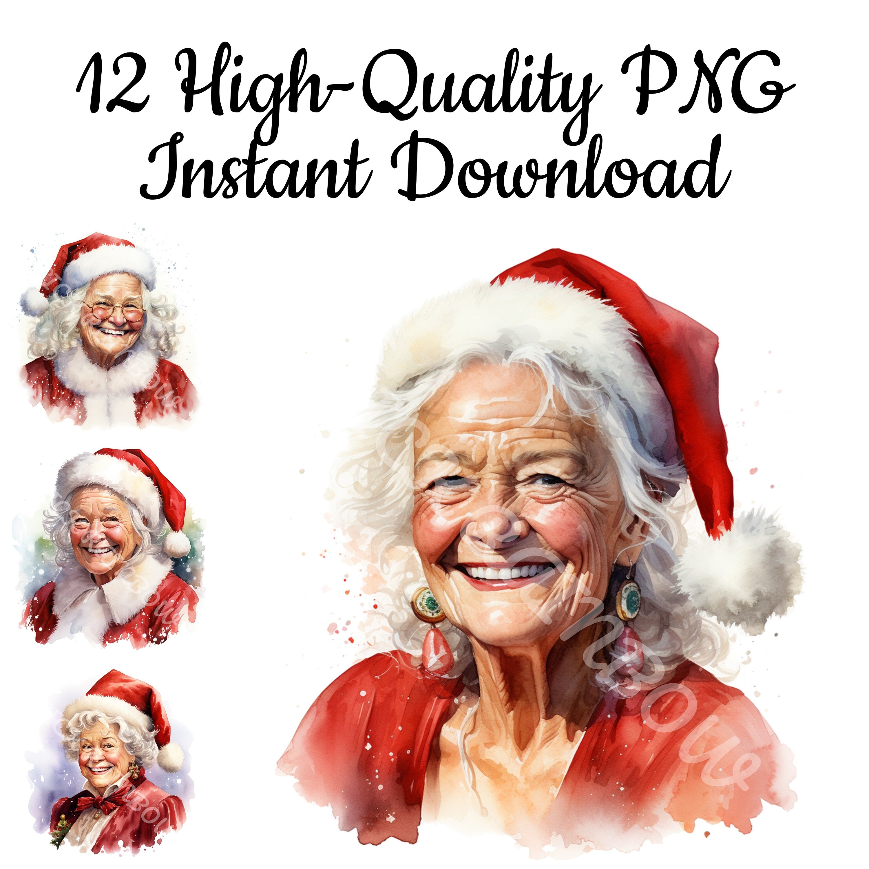 Mrs Claus Clipart, 12 Mrs Claus PNG, Mrs Claus Illustration, Christmas ...