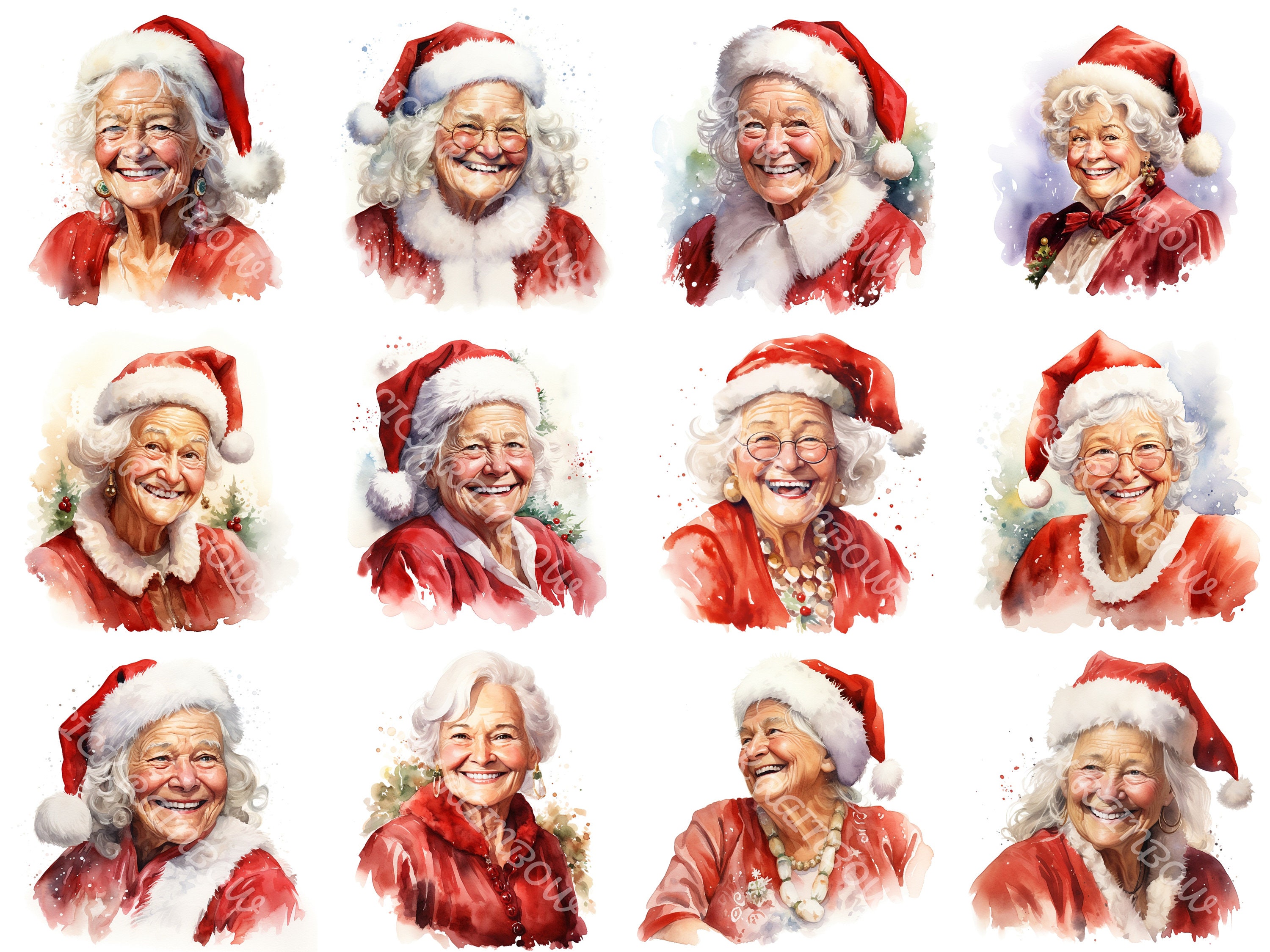 Mrs Claus Clipart, 12 Mrs Claus PNG, Mrs Claus Illustration, Christmas ...