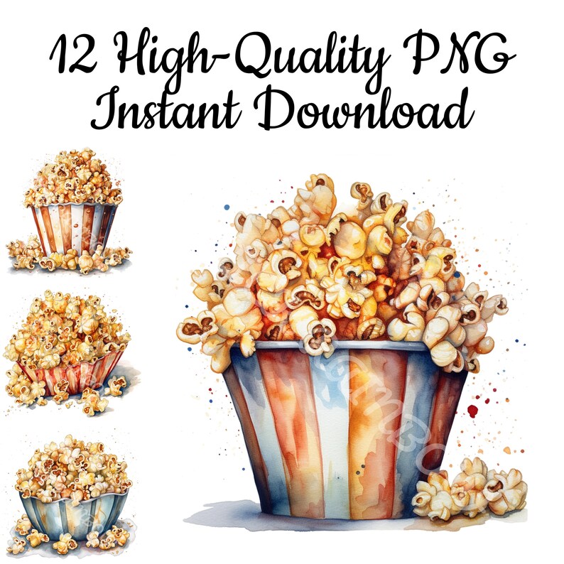 Popcorn Clipart, 12 Popcorn PNG, Popcorn Illustration, Popcorn ...