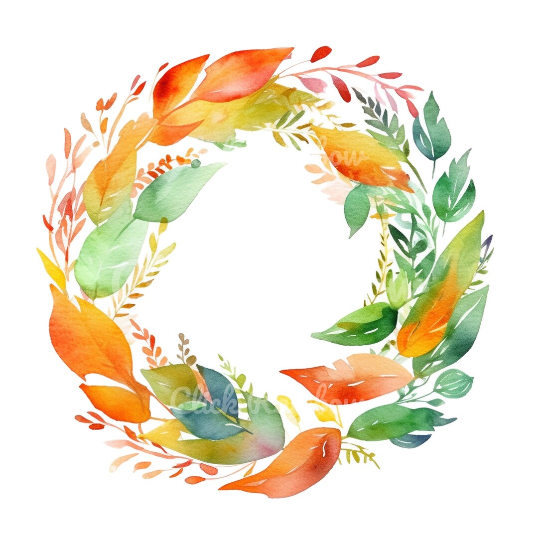 Autumn Leaves Wreath Clipart, 12 Fall Wreath PNG, Fall Wreath ...