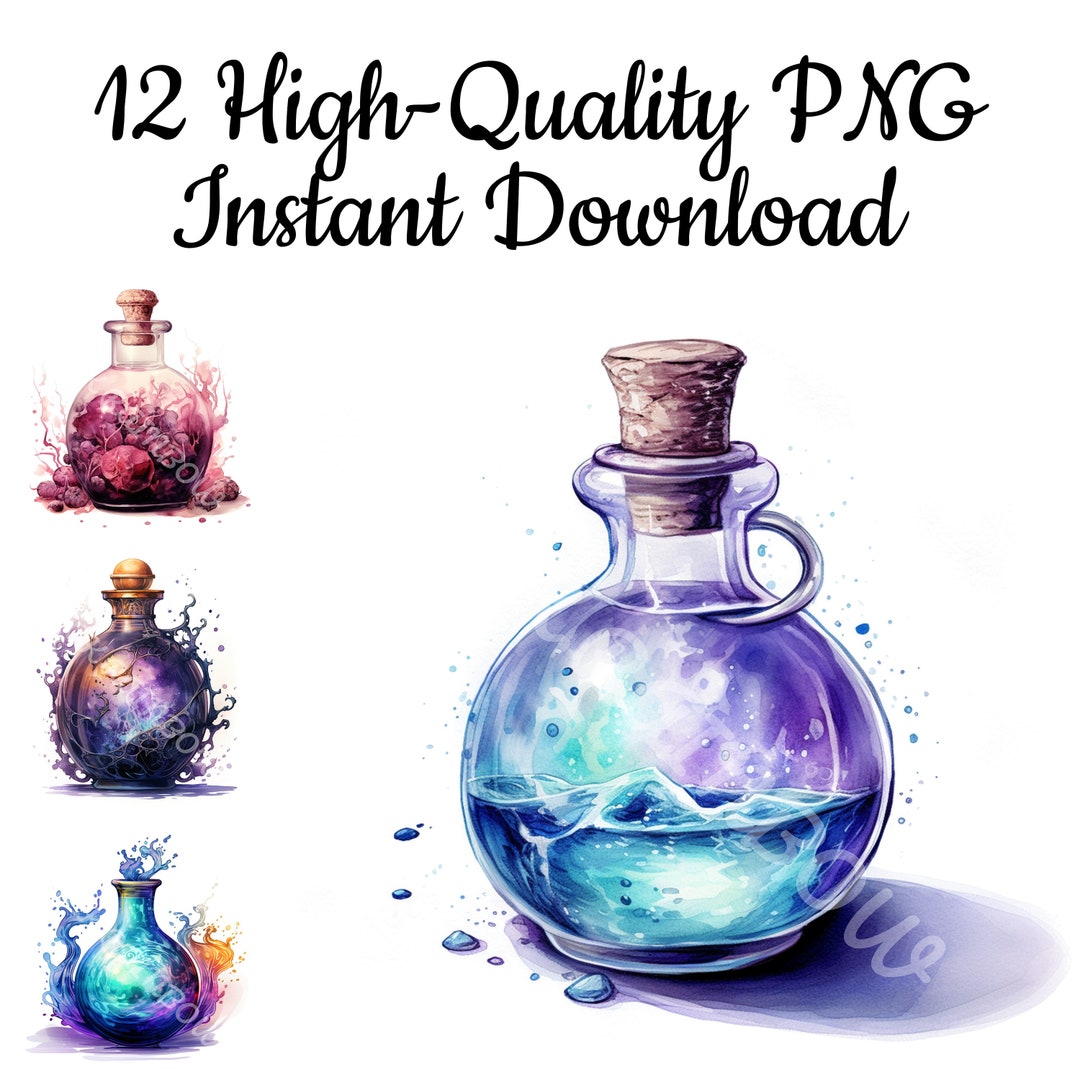 Magic Potion Clipart, 12 Magic Potion PNG, Halloween Magic Potion ...