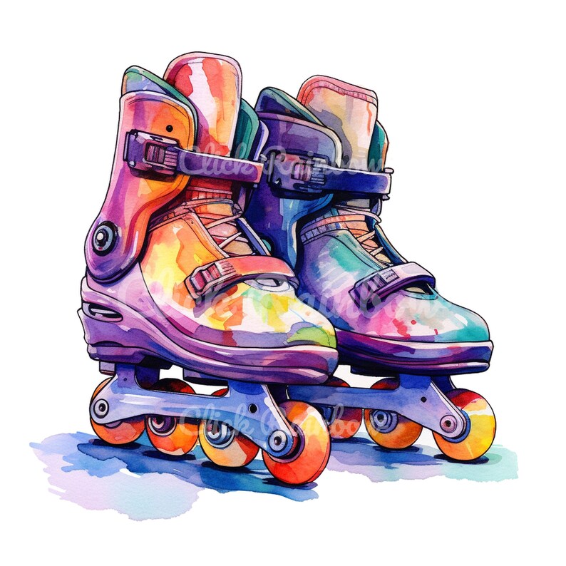Rollerblades Clipart: 90s Style PNG Illustrations (digital Download) - Etsy