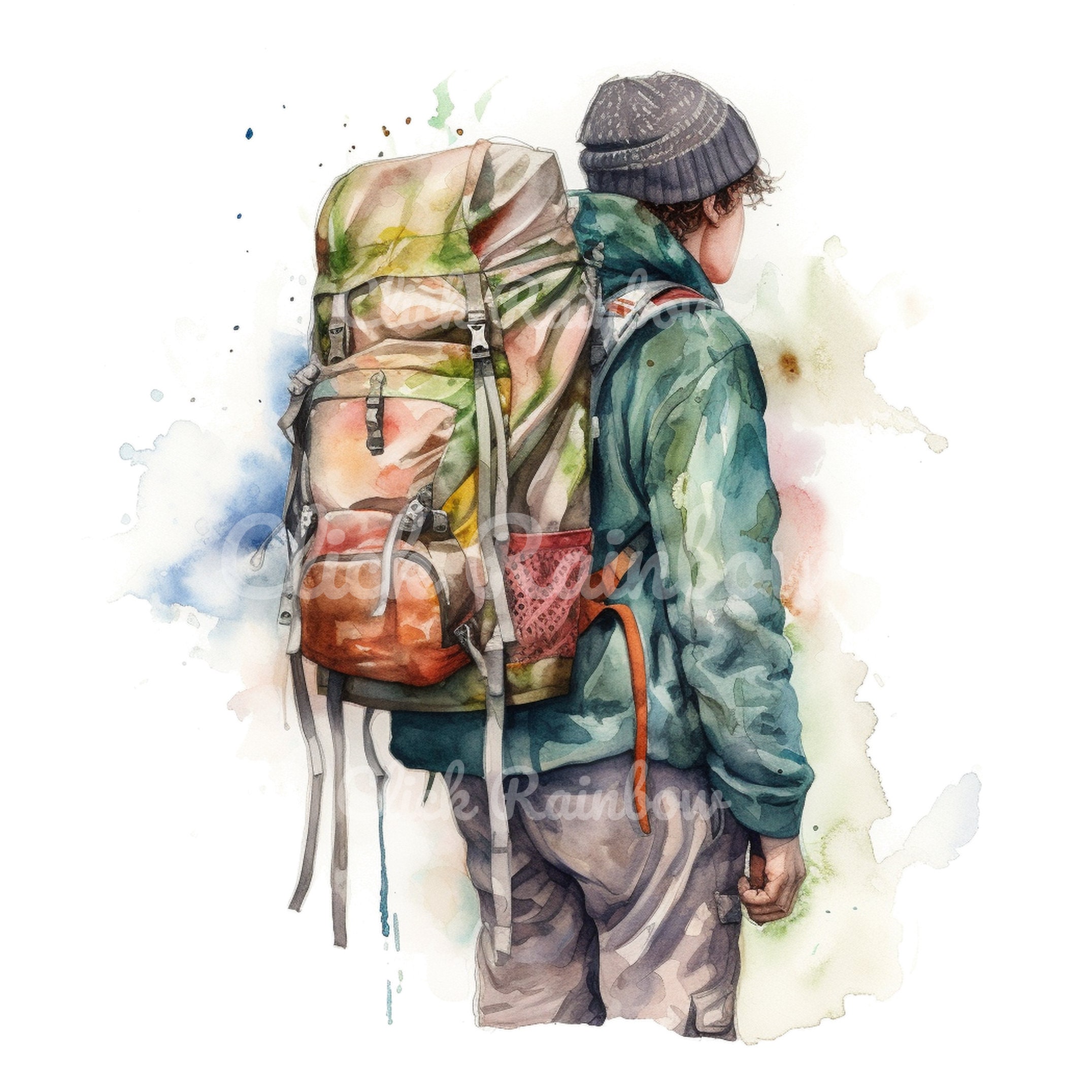 Backpacker Clipart, 12 Backpacker PNG, Backpacker Wall Art, Backpacker ...