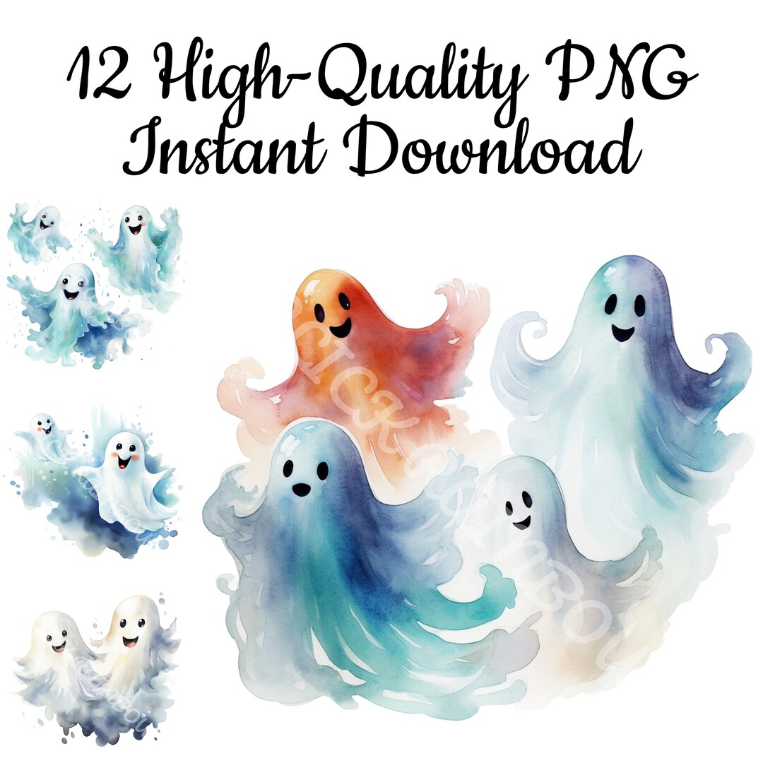 Halloween Cute Ghosts Clipart, 12 Cute Ghosts PNG, Cute Ghosts ...