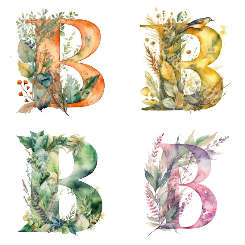 Letter B Clipart, 12 Letter B PNG, Artistic Letter B Watercolor, Letter ...