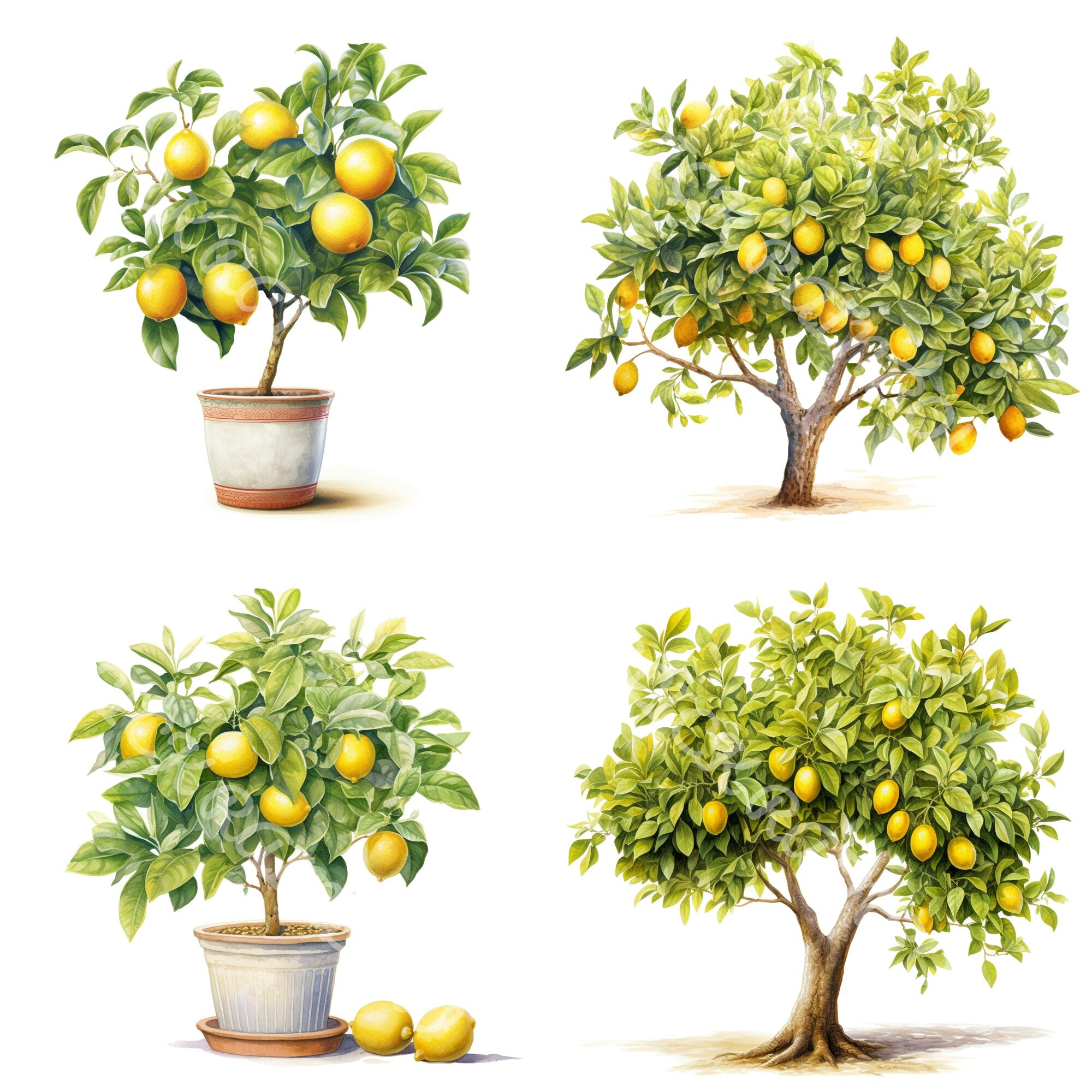 Lemon Tree Clipart, 12 Lemon Tree PNG, Lemon Tree Illustration, Lemon ...