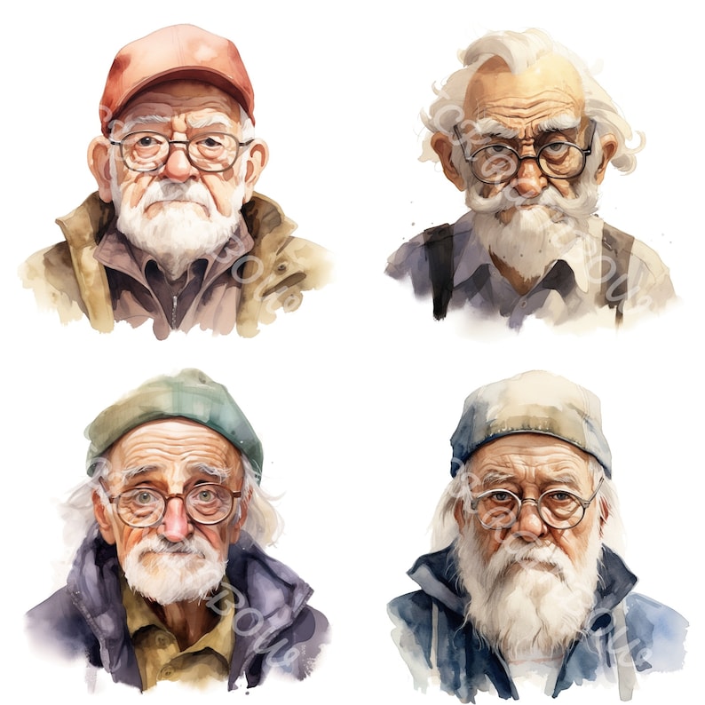 Grumpy Old Man Clipart: Grandpa Cartoon PNG (instant Download) - Etsy