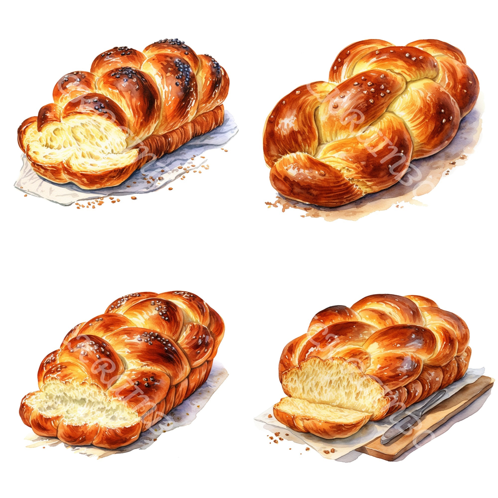 Challah Bread Clipart, 12 Challah Bread PNG, Challah Bread Illustration ...