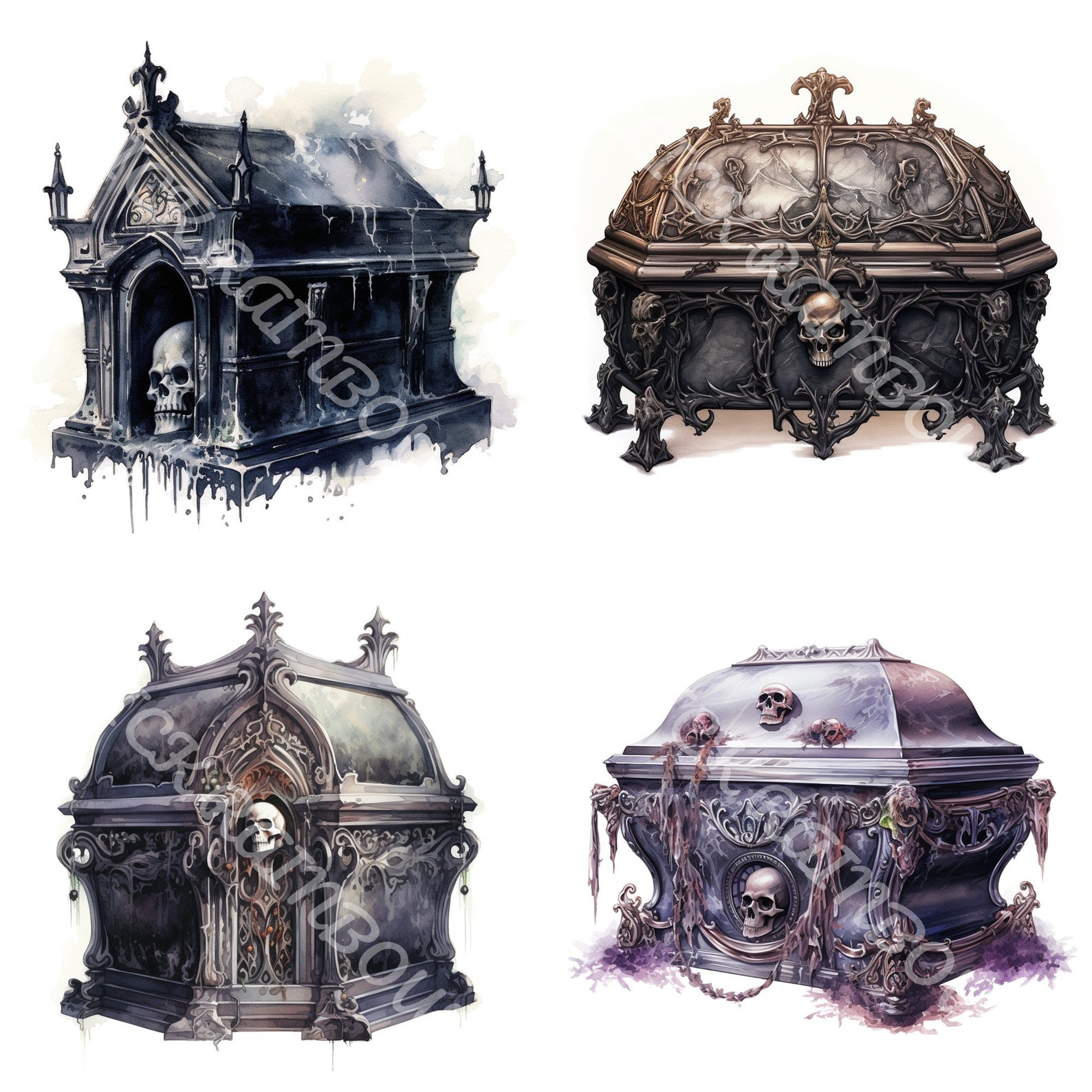 Halloween Casket Clipart, 12 Casket PNG, Casket Painting, Casket ...