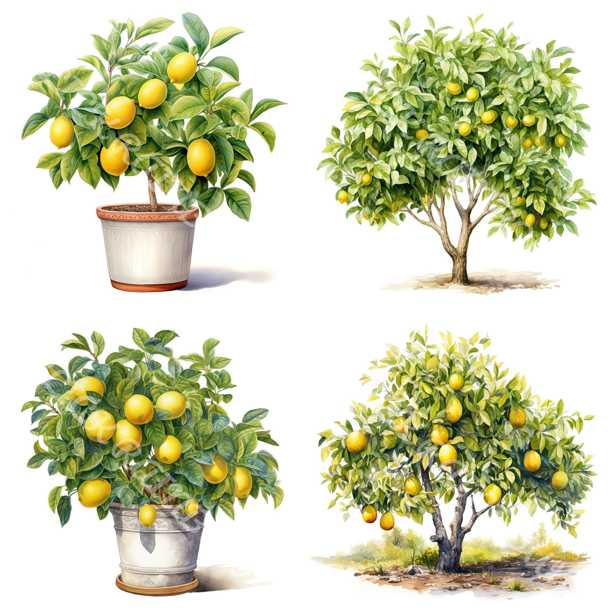 Lemon Tree Clipart, 12 Lemon Tree PNG, Lemon Tree Illustration, Lemon ...