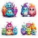 Cute Monster Clipart, Colorful PNG Illustrations (digital Download) - Etsy