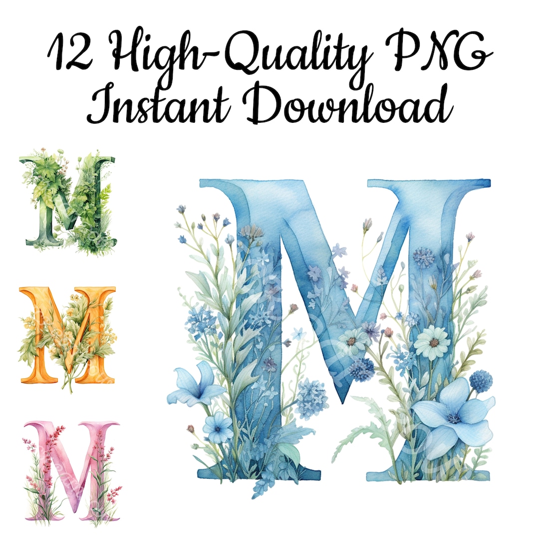 Letter M Clipart, 12 Letter M PNG, Letter M Art Print, Letter M Wall ...