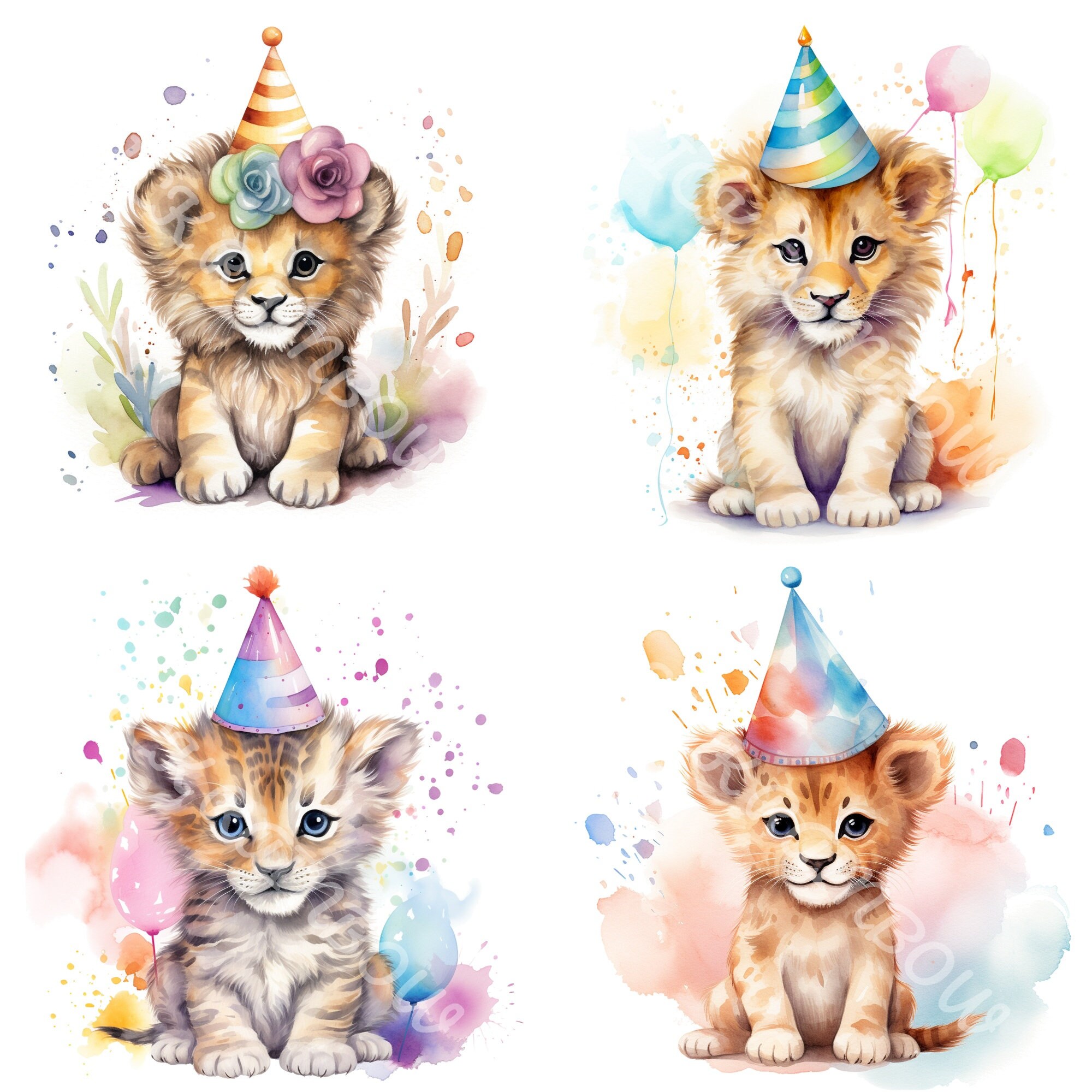 Baby Lion With Party Hat Clipart, 12 Baby Lion PNG, Baby Lion ...