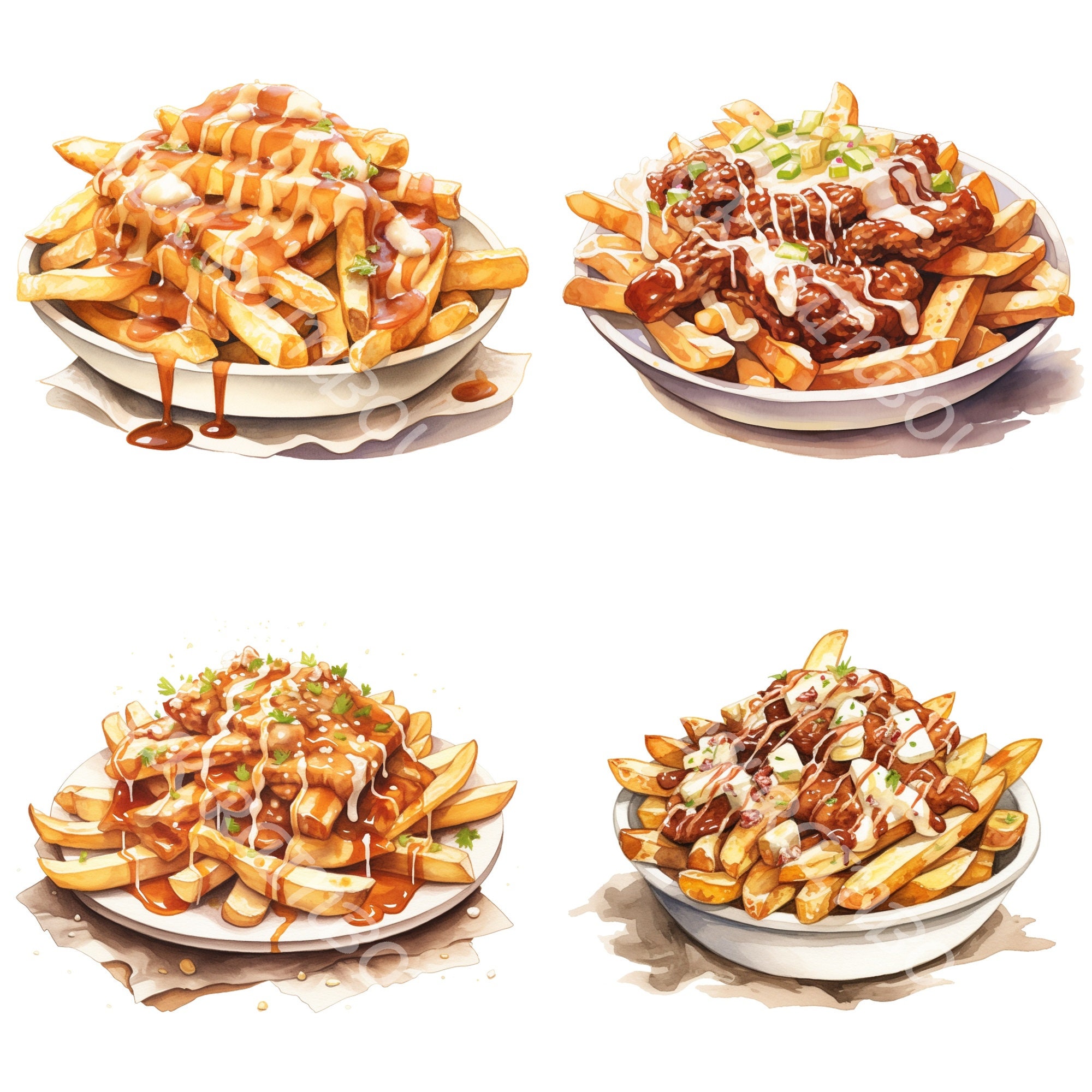 Poutine Clipart, 12 Poutine PNG, Quebec Food Illustration, Poutine ...