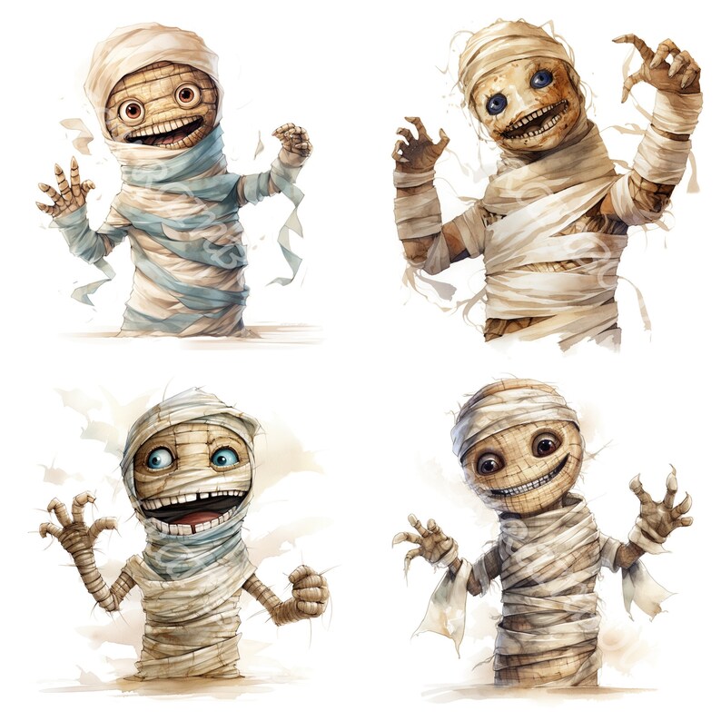 Cute Mummy Clipart, 12 Mummy PNG, Halloween Mummy Illustration, Mummy ...