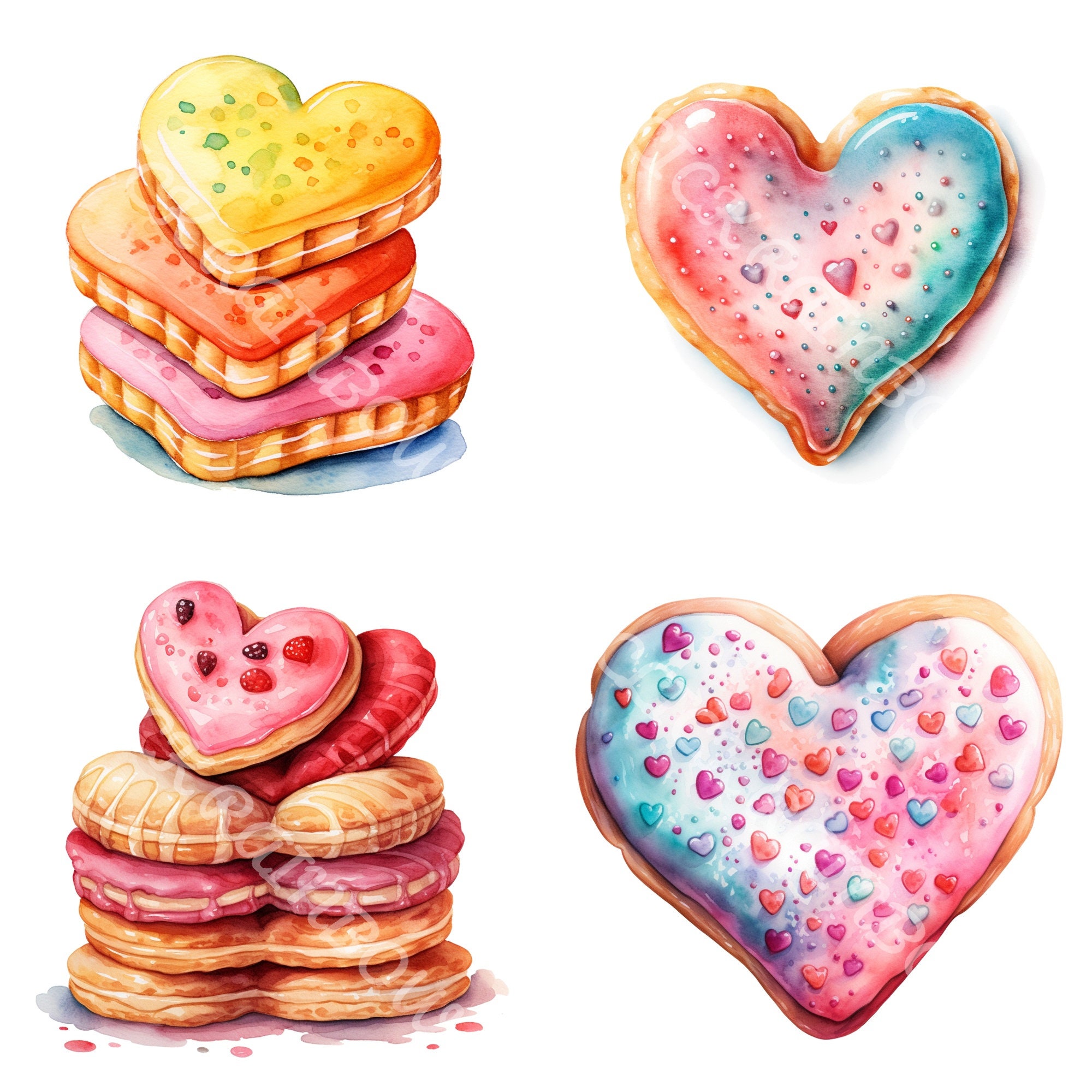 Heart Cookie Clipart: 12 PNG Illustrations (instant Download) - Etsy