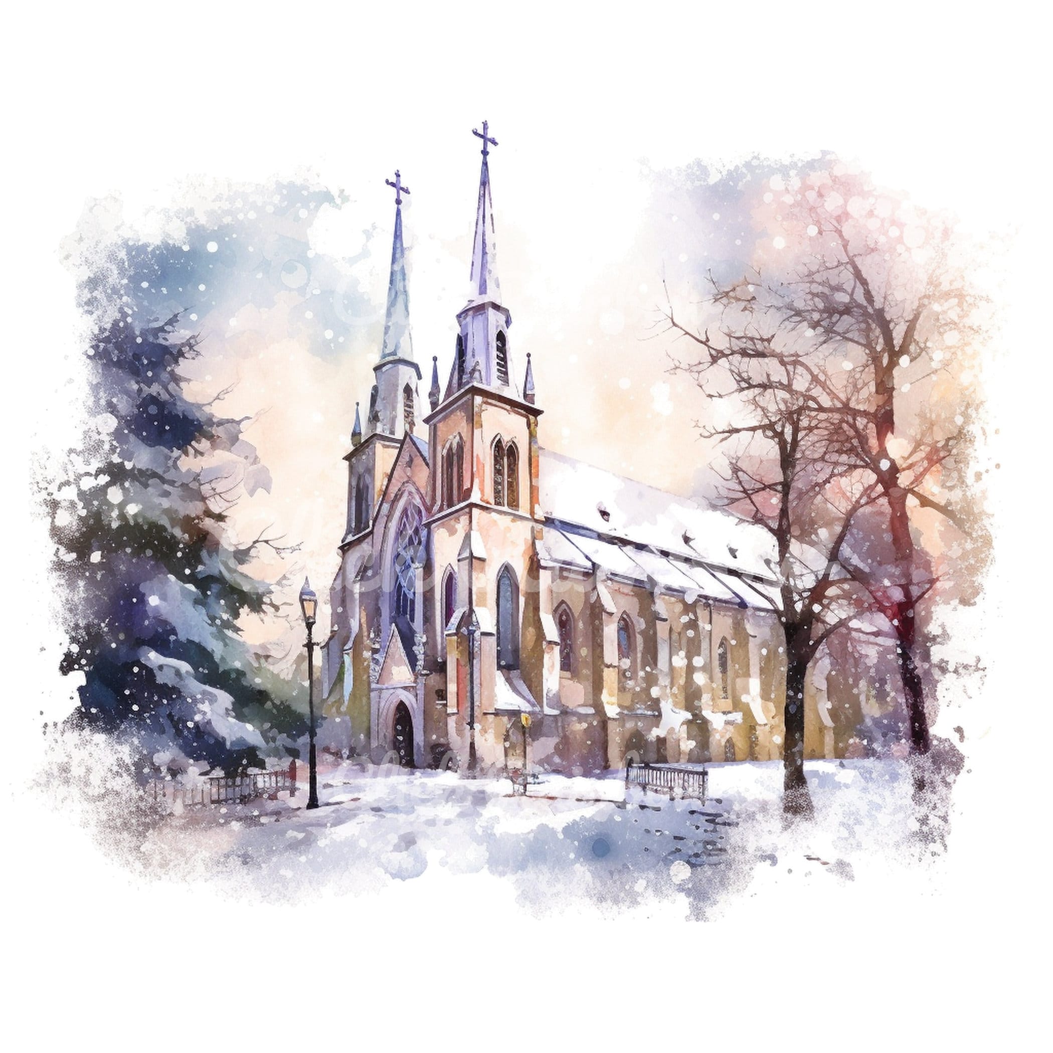 Church in Winter Clipart, 12 High-quality PNG, Christian Printable ...