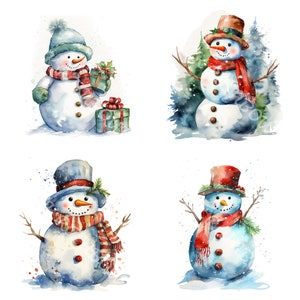Snowman Clipart, 12 High-quality PNG, Snowman Illustration, Christmas ...