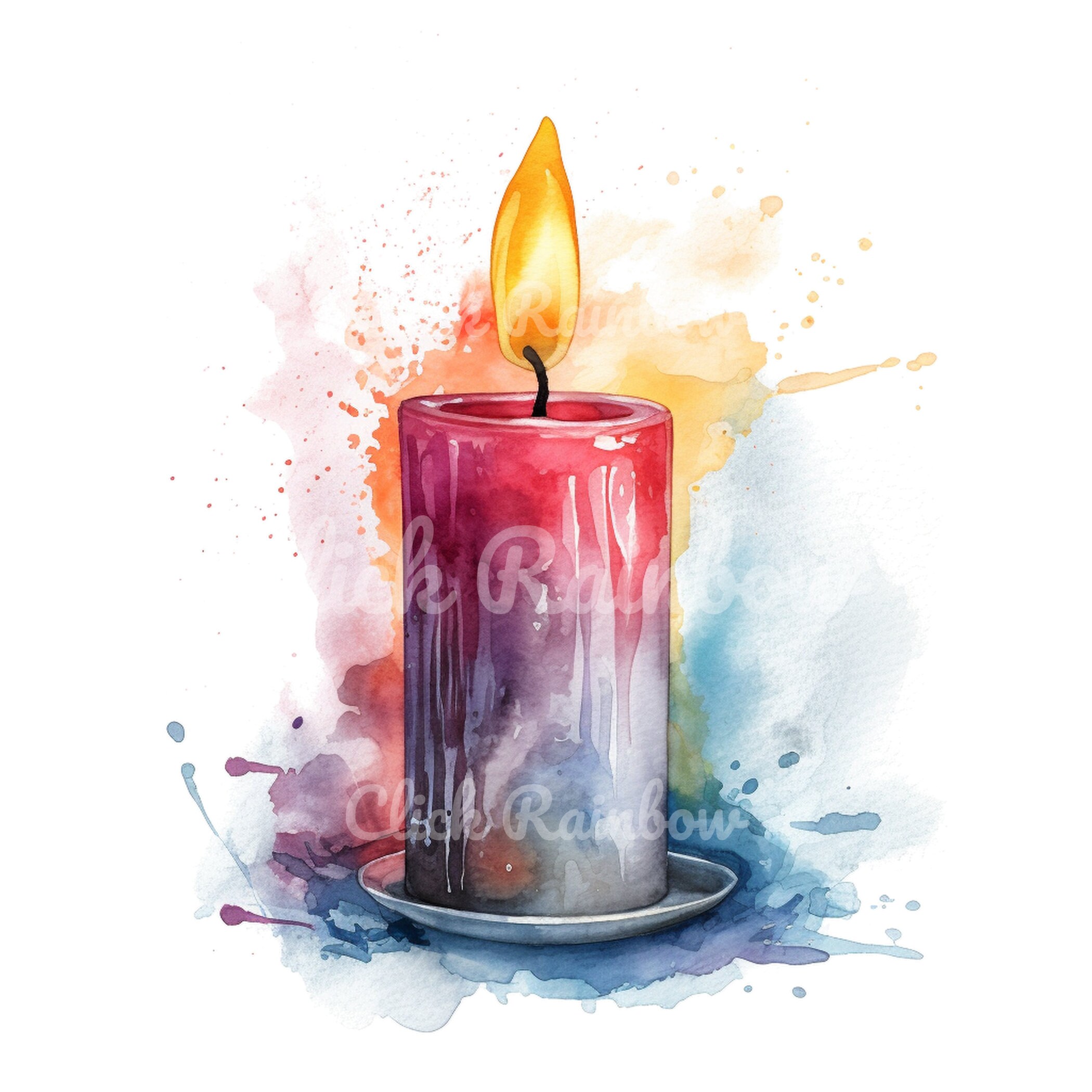 Candle Clipart, 12 Candle PNG, Candle Watercolor, Digital Candle ...