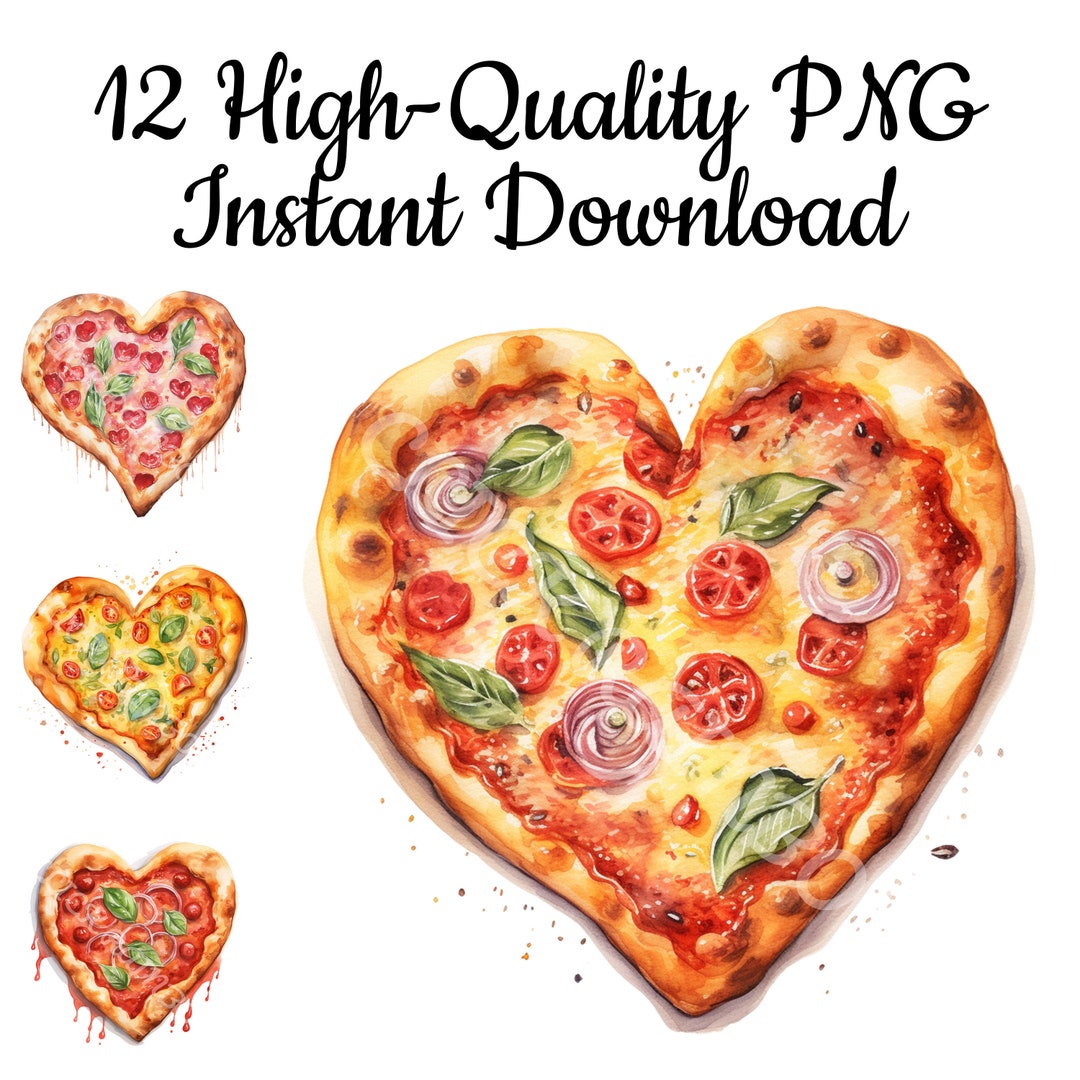Heart-shaped Pizza Clipart, 12 Pizza PNG, Pizza Illustration, Pizza ...