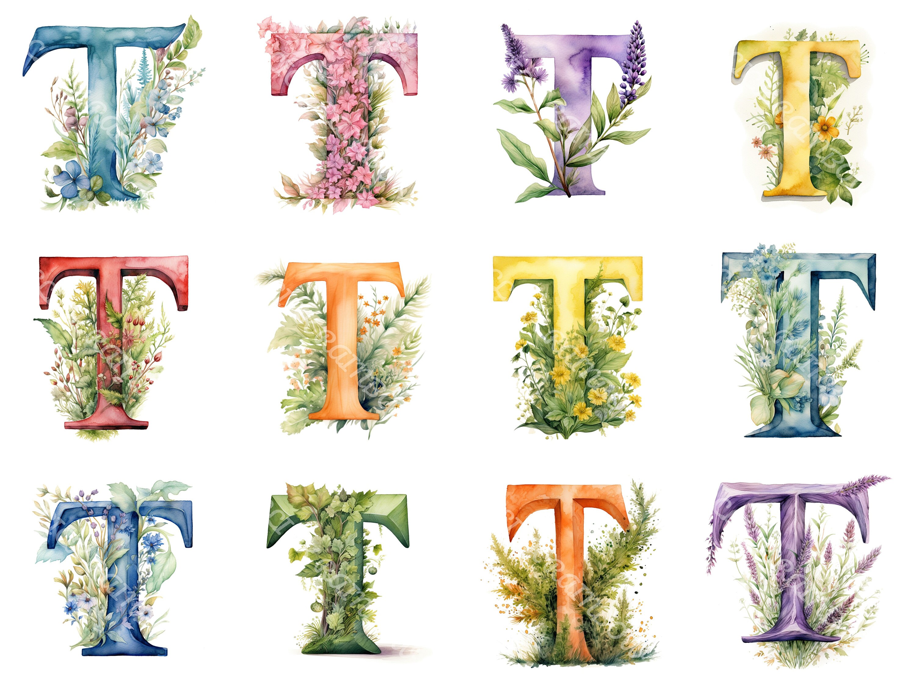 Letter T Clipart, 12 Letter T PNG, Letter T Wall Art, Letter T Painting ...