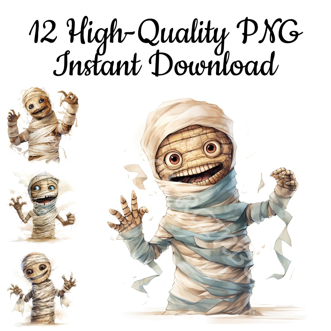 Cute Mummy Clipart, 12 Mummy PNG, Halloween Mummy Illustration, Mummy ...