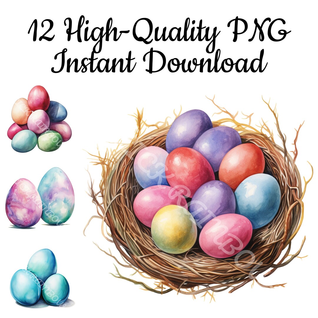 Easter Eggs Clipart, 12 Easter Eggs PNG, Easter Eggs Illustration ...