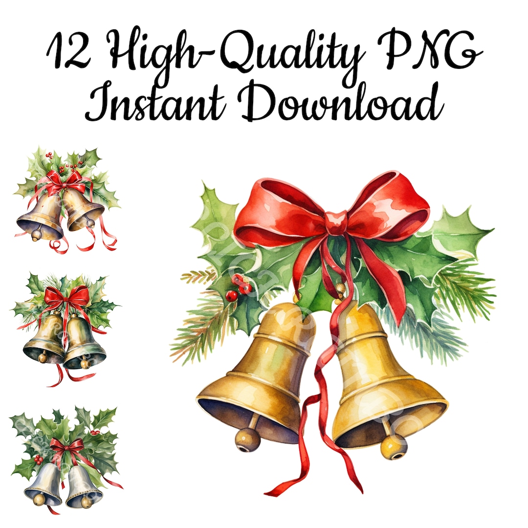 Christmas Bells Illustration, 12 High-quality PNG, Sublimation ...