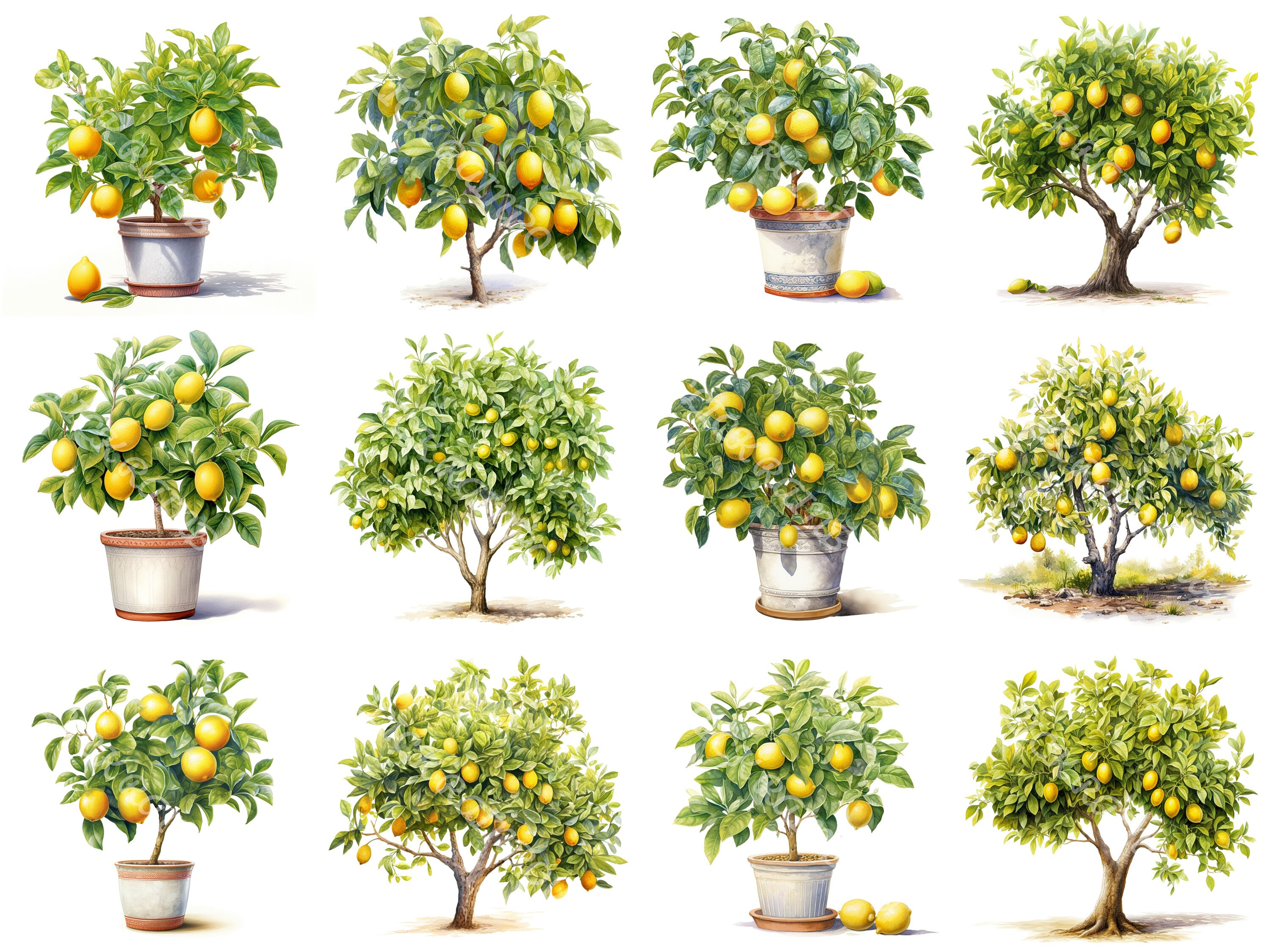 Lemon Tree Clipart, 12 Lemon Tree PNG, Lemon Tree Illustration, Lemon ...