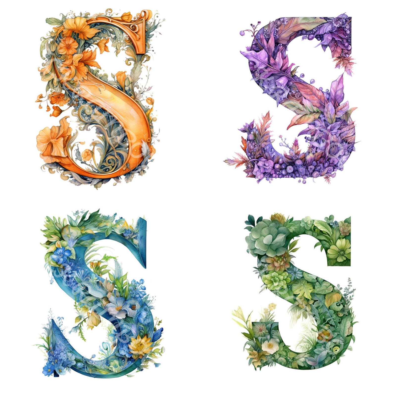 Letter S Clipart, 12 Letter S PNG, Letter S Wall Art, Letter S Painting ...