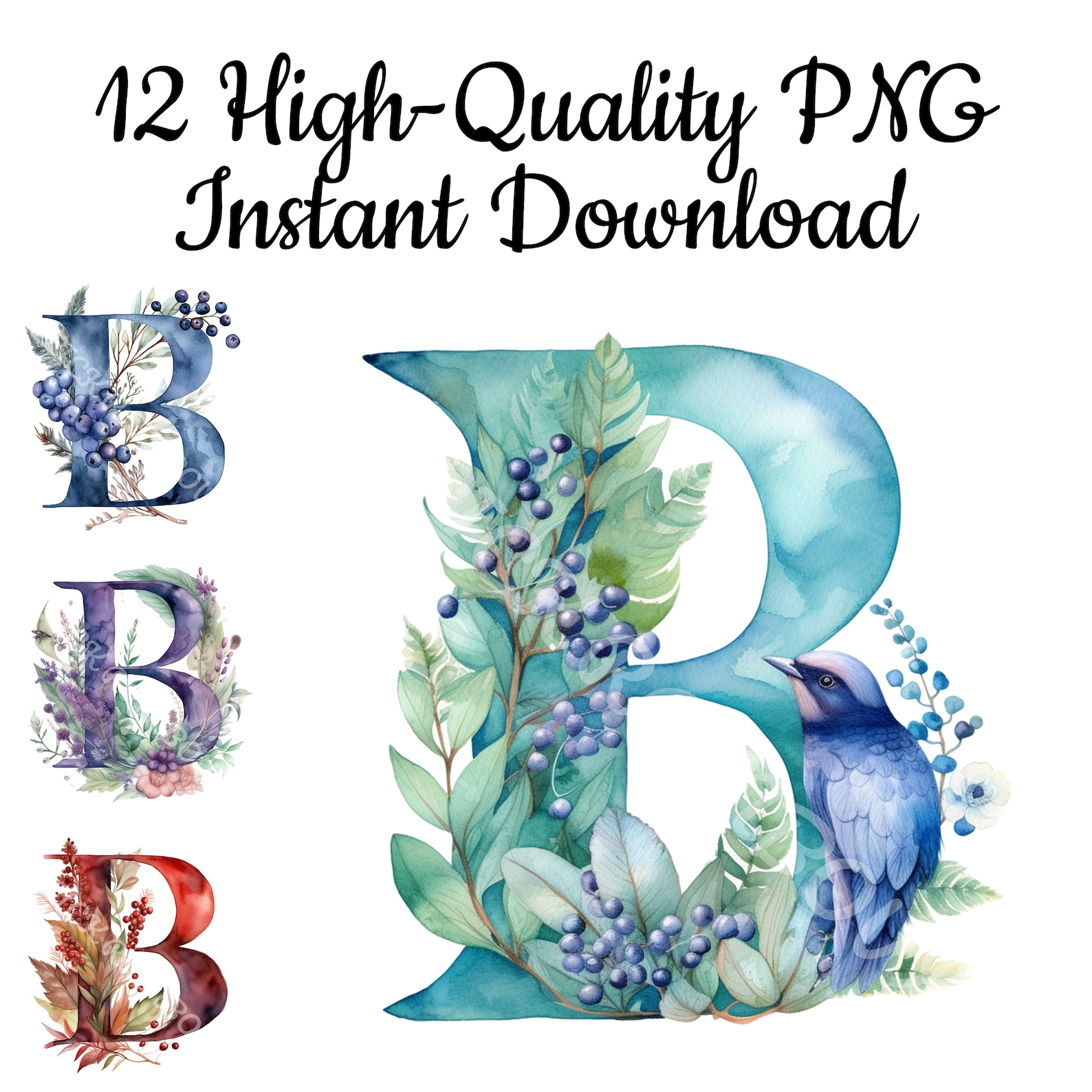 Letter B Clipart, 12 Letter B PNG, Artistic Letter B Watercolor, Letter ...