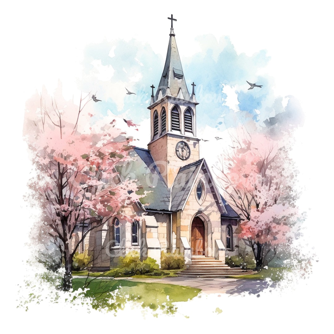 Church in Spring Clipart, 12 Church PNG, Church Illustration, Church ...
