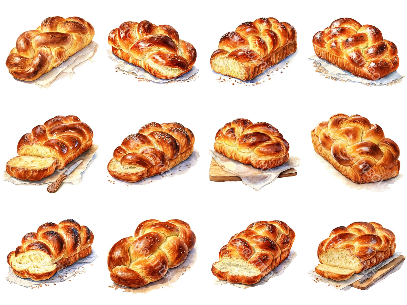 Challah Bread Clipart, 12 Challah Bread PNG, Challah Bread Illustration ...