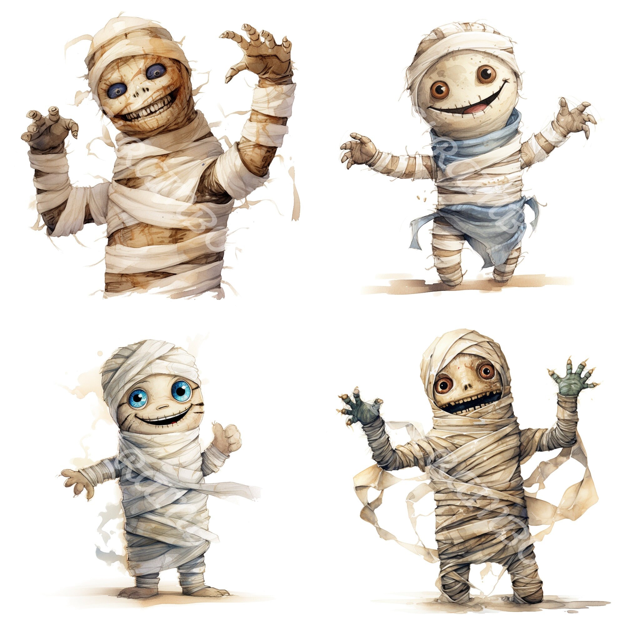 Cute Mummy Clipart, 12 Mummy PNG, Halloween Mummy Illustration, Mummy ...
