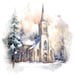 Church in Winter Clipart, 12 High-quality PNG, Christian Printable ...