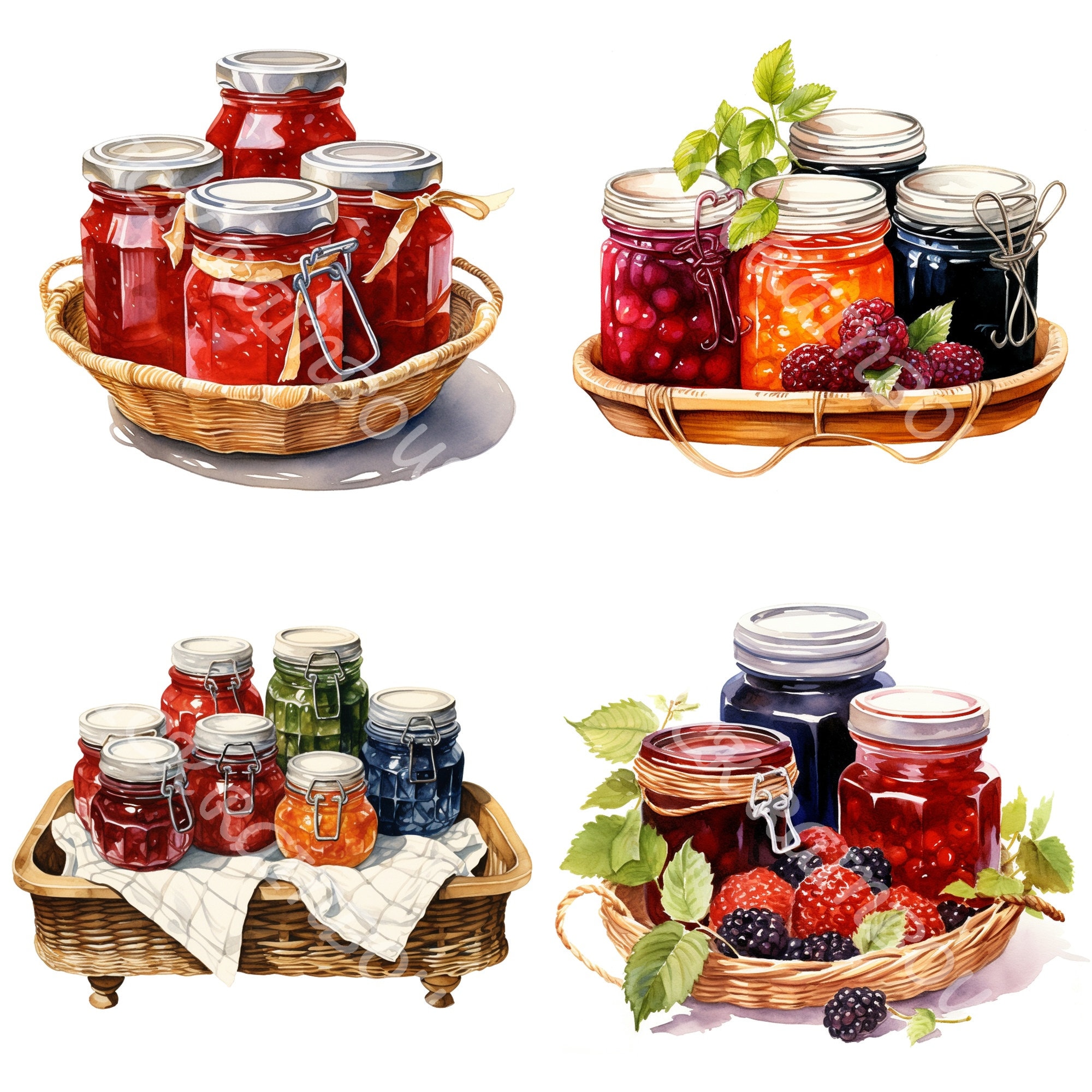 Jam Jars Clipart, 12 High-quality PNG, Sublimation, Printable, Paper ...