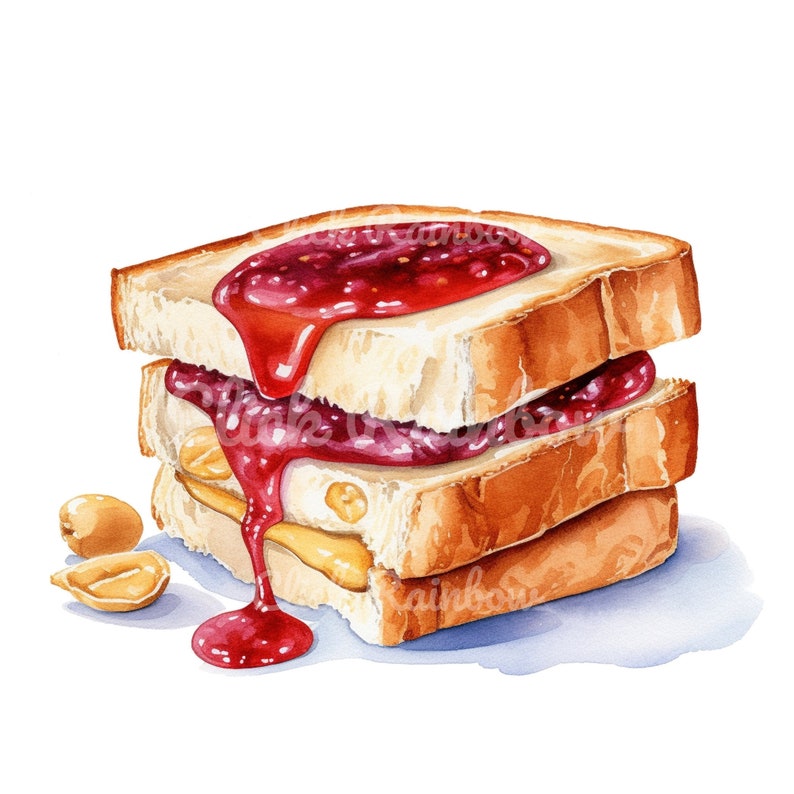 Peanut Butter and Jelly Sandwich Clipart Snack Art Bundle for - Etsy