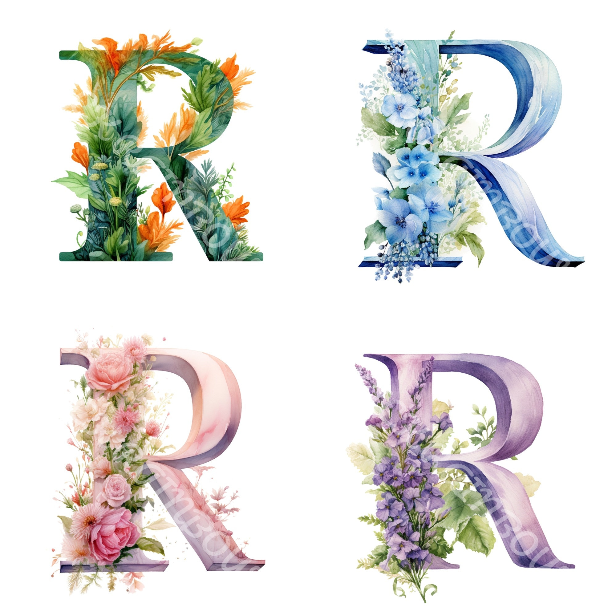 Letter R Clipart, 12 Letter R PNG, Letter R Wall Art, Letter R Painting ...