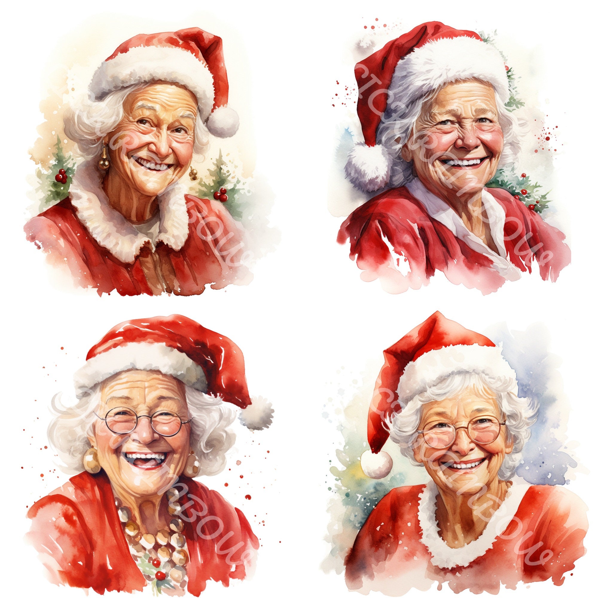 Mrs Claus Clipart, 12 Mrs Claus PNG, Mrs Claus Illustration, Christmas ...