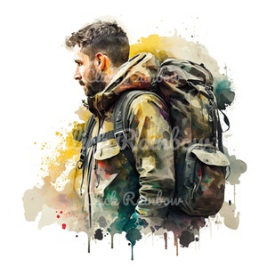 Backpacker Clipart, 12 Backpacker PNG, Backpacker Art Print, Backpacker ...