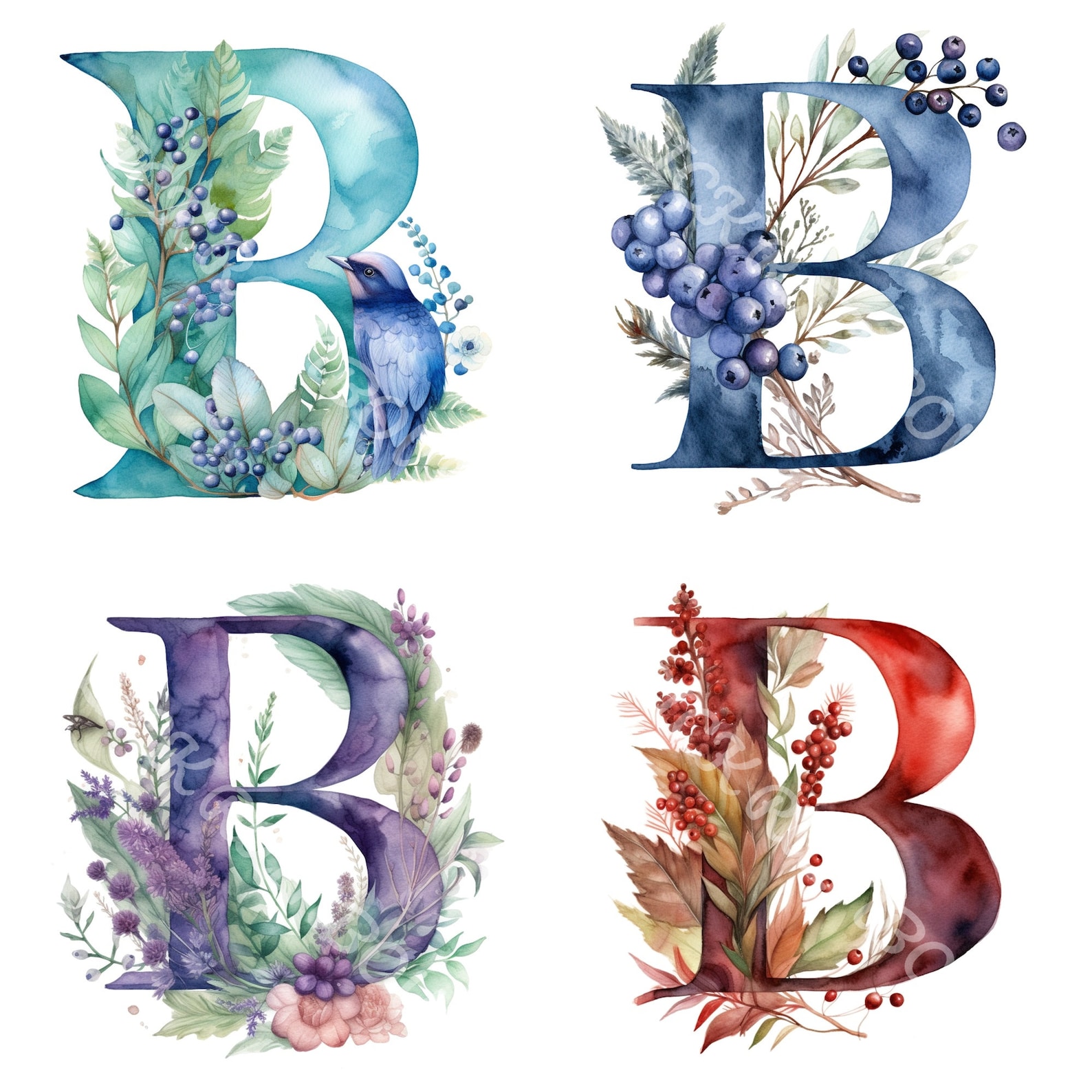 Letter B Clipart, 12 Letter B PNG, Artistic Letter B Watercolor, Letter ...