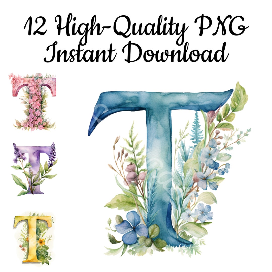 Letter T Clipart, 12 Letter T PNG, Letter T Wall Art, Letter T Painting ...