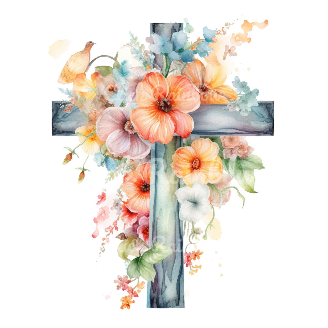 Christian Cross With Flowers Clipart, 12 Christian Cross PNG, Christian ...