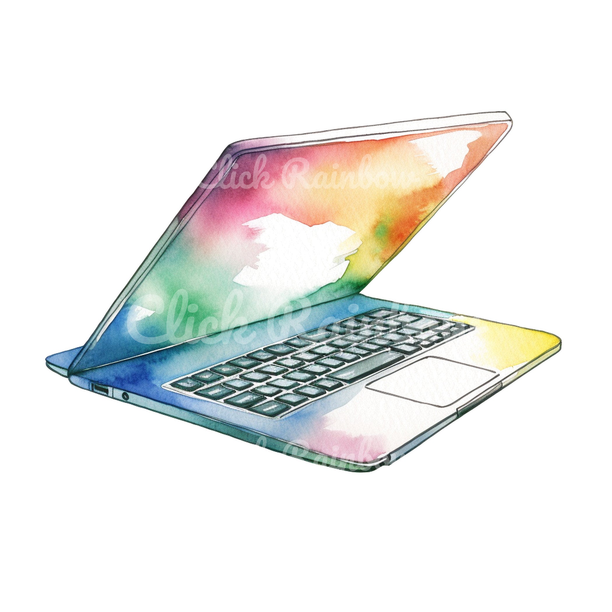 Laptop Clipart, 12 Laptop PNG, Laptop Watercolor, Laptop Printable ...