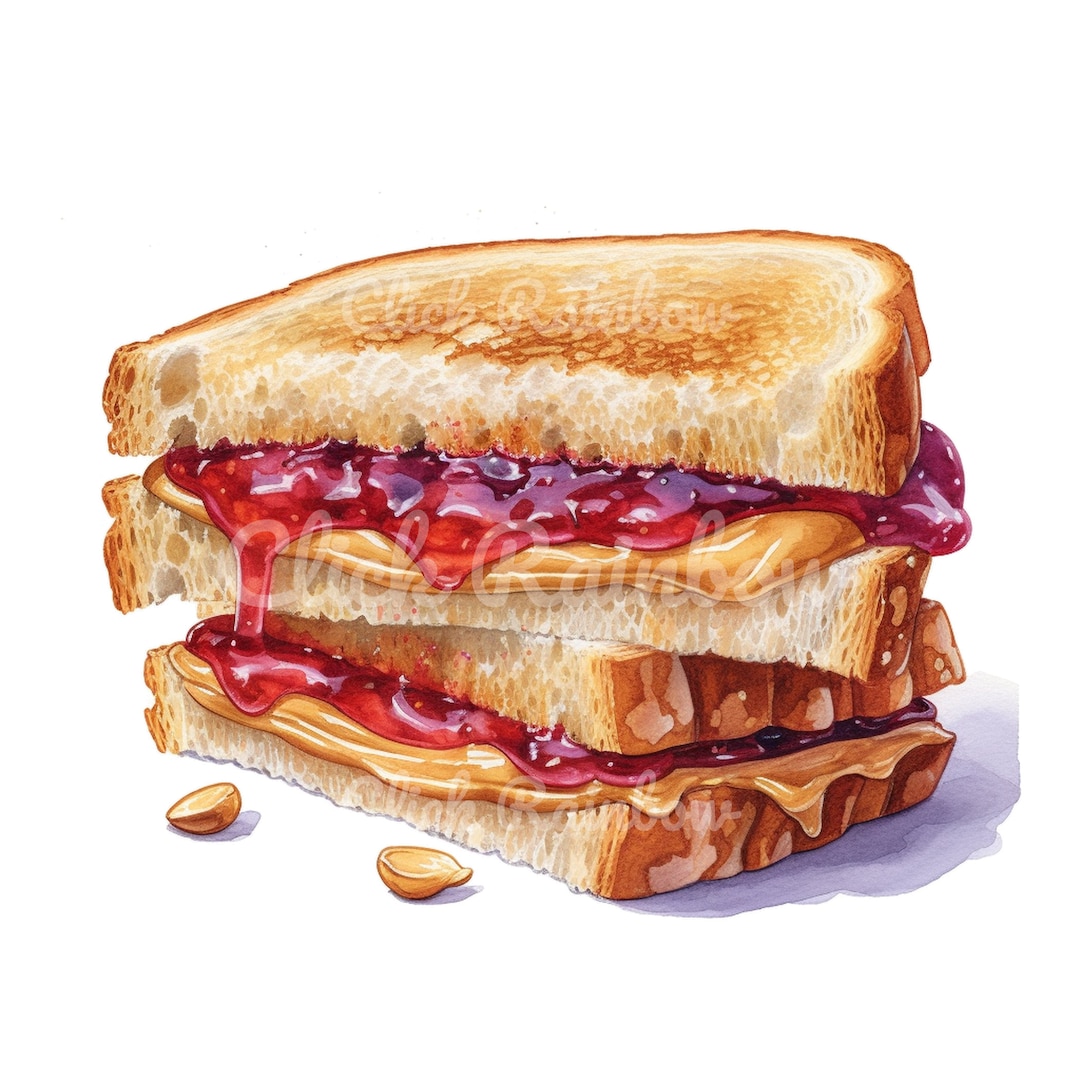 Peanut Butter and Jelly Sandwich Clipart, Snack Art Bundle for Paper ...