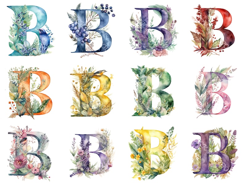 Letter B Clipart, 12 Letter B PNG, Artistic Letter B Watercolor, Letter ...
